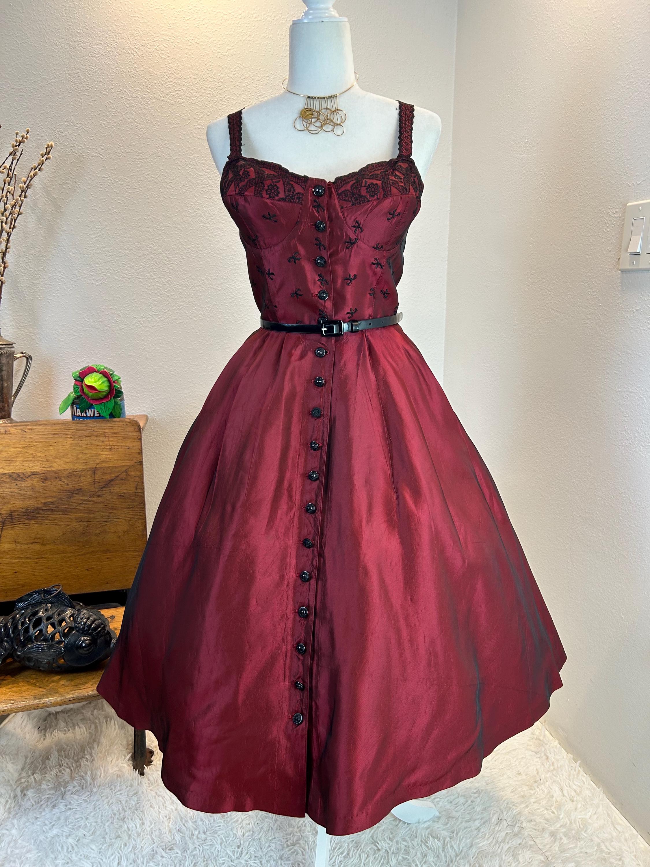 1980s Karen Alexander Cranberry Prom Dress, Fit & Flare, Size 12 - Etsy