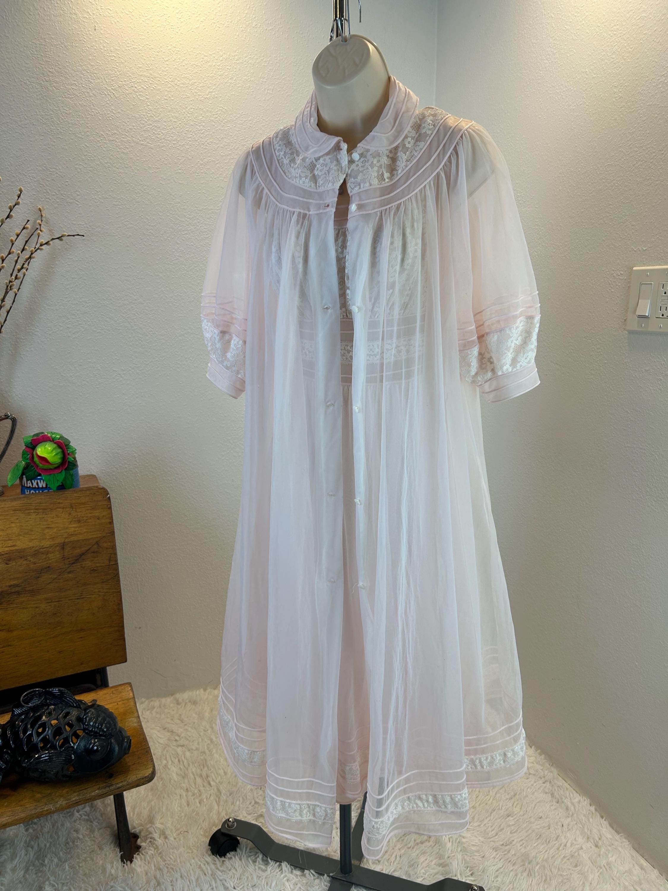 1960s Shadowline Peignoir Set, Pink Chiffon Lace Lingerie Vintage - Etsy