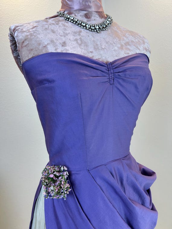 Vintage 1950s Emily Wilkens Strapless Purple Party Dr… - Gem