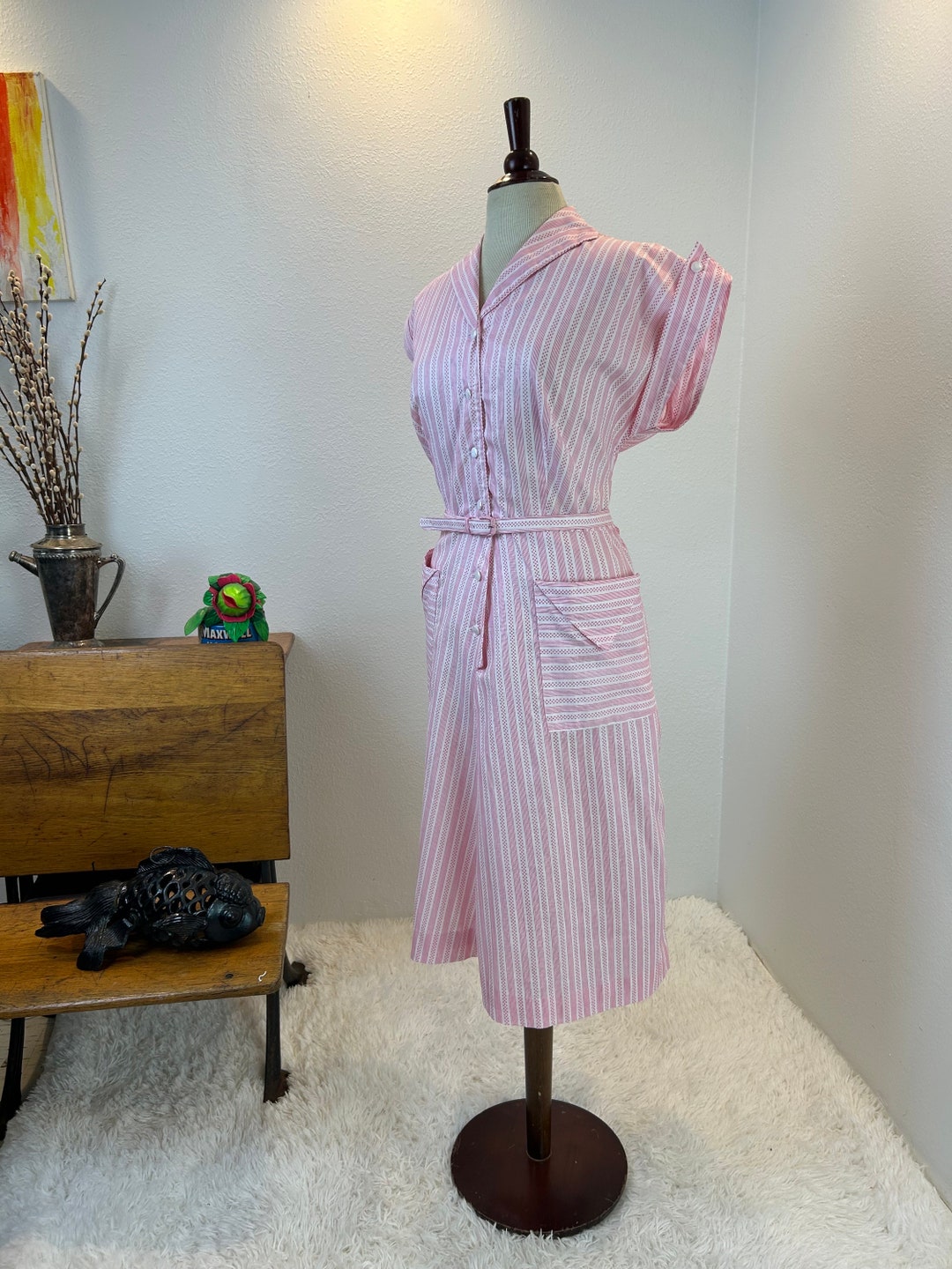 1940s Dress / 40s Dress / 1940s Fashion / 1940s Striped Dress / 1940s ...