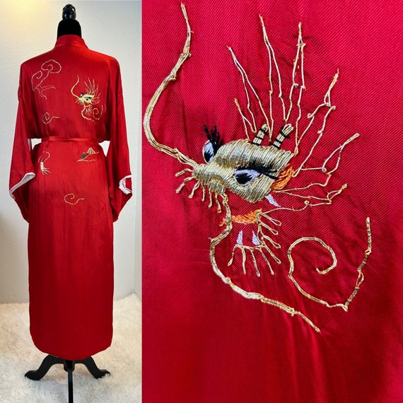 1950’s Robe / 50s Japanese Dragon Robe / vintage drag… - Gem