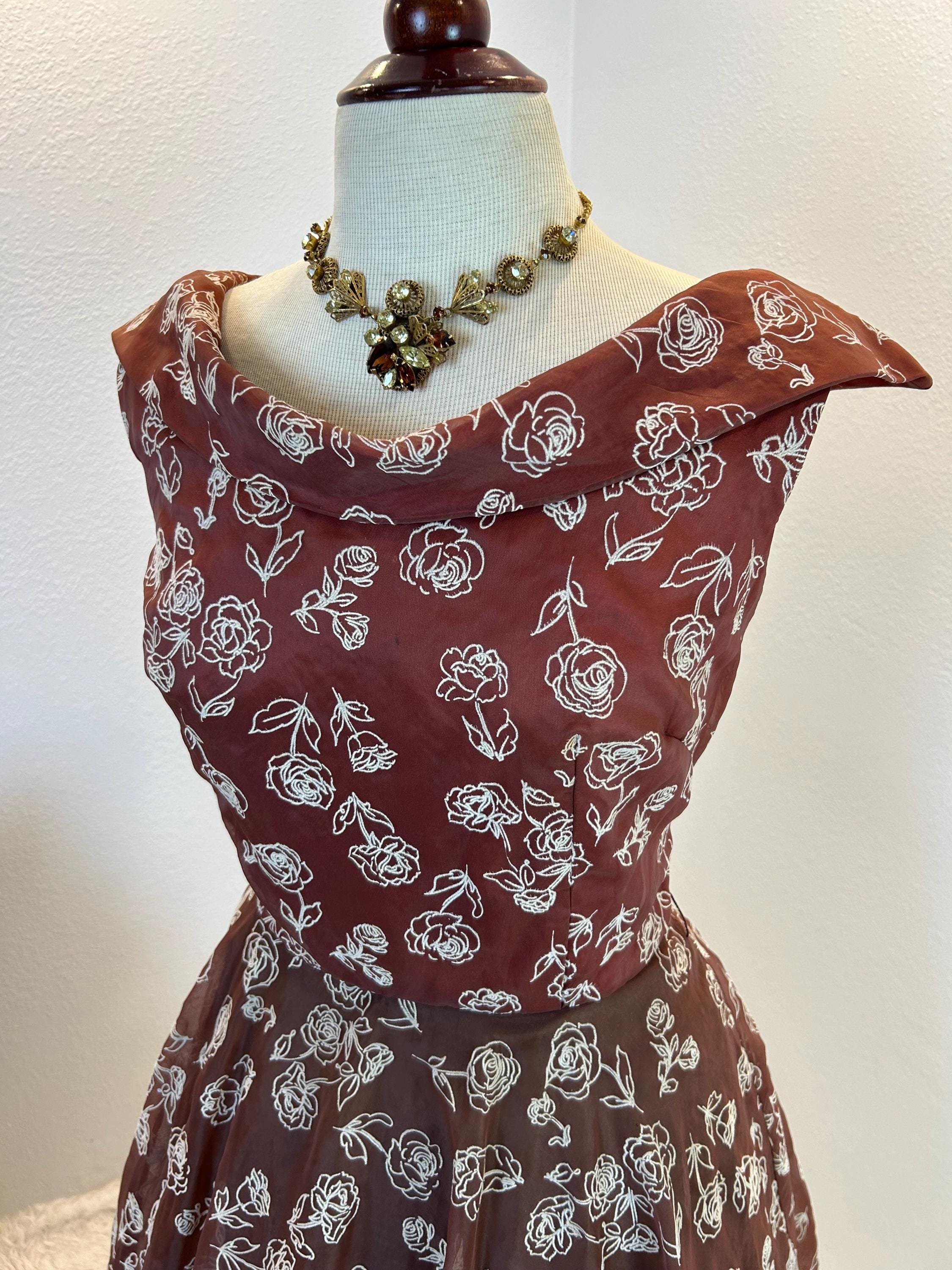 1950s Dress / 50s Dress / 1950s Cocktail Dress / 1950s Rose Dress ...