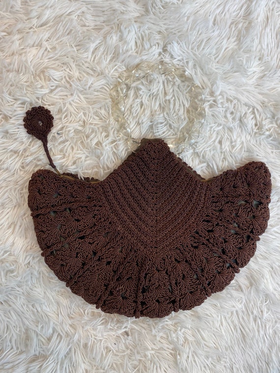 1940s Fan Purse With Lucite Handles Chocolate Brown - Etsy