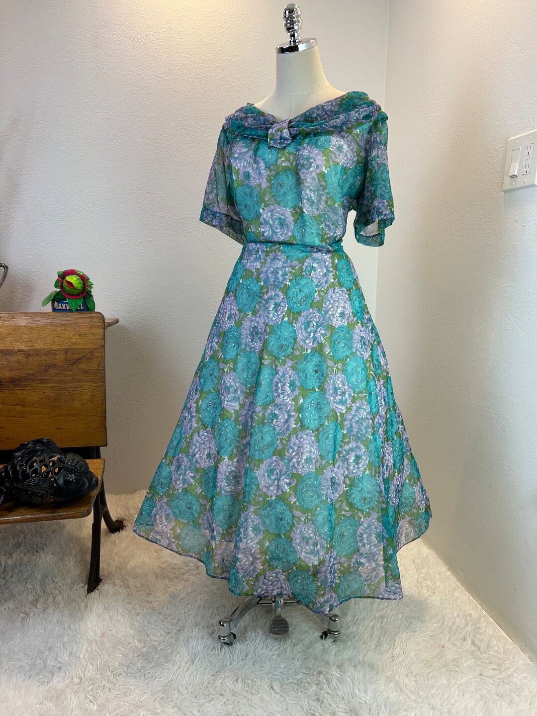 1940s Dress / 40s Dress/ 1940s Dress Large / 1940s XL Dress / 1940s ...