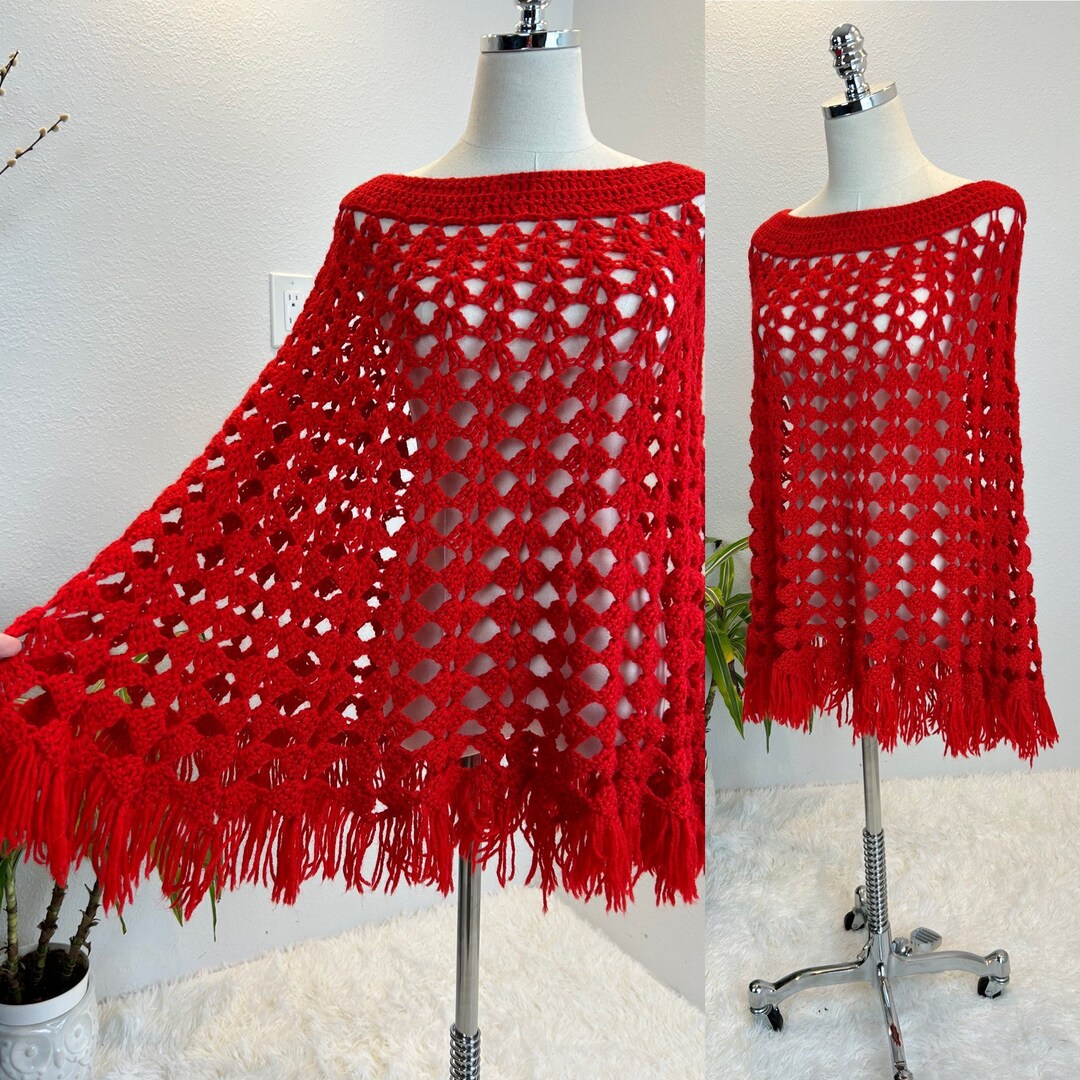 1970s Crochet Poncho / 70s Crochet / Vintage Poncho - Etsy