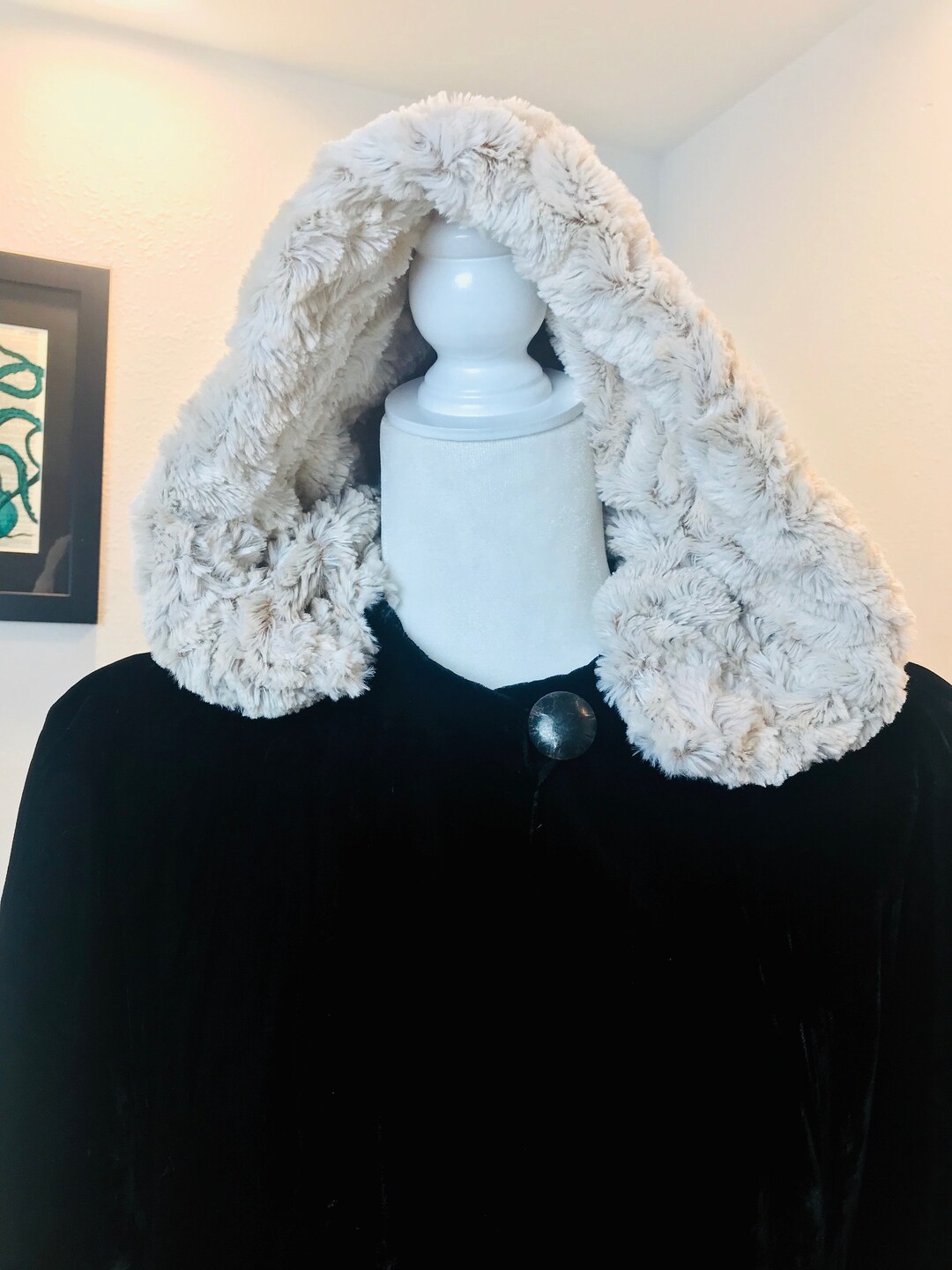 1930/1940s Silk Velvet Opera Coat With Vegan Fur Lined Hood - Etsy