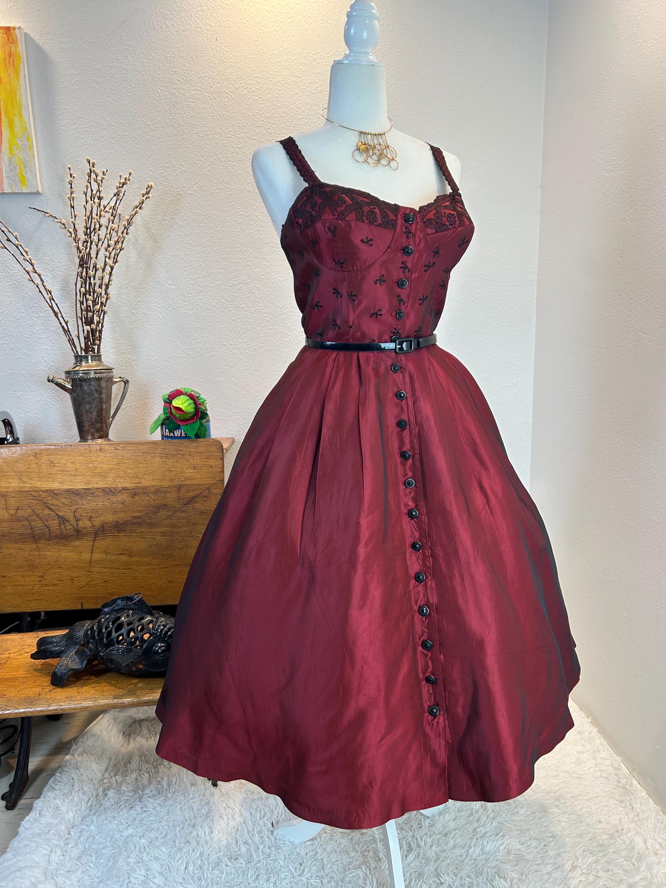 1980s Karen Alexander Cranberry Prom Dress, Fit & Flare, Size 12 - Etsy