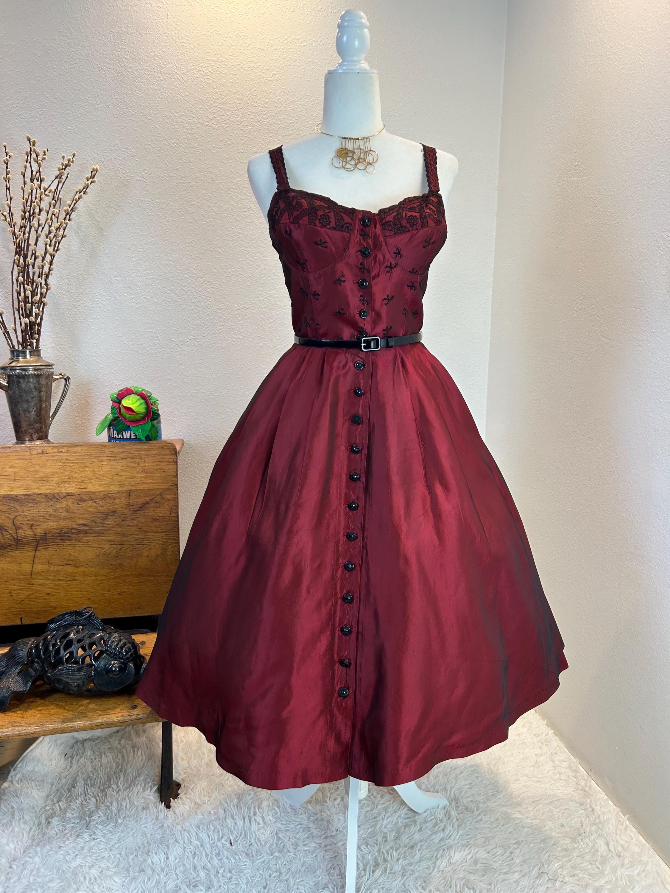 1980s Karen Alexander Cranberry Prom Dress, Fit & Flare, Size 12 - Etsy