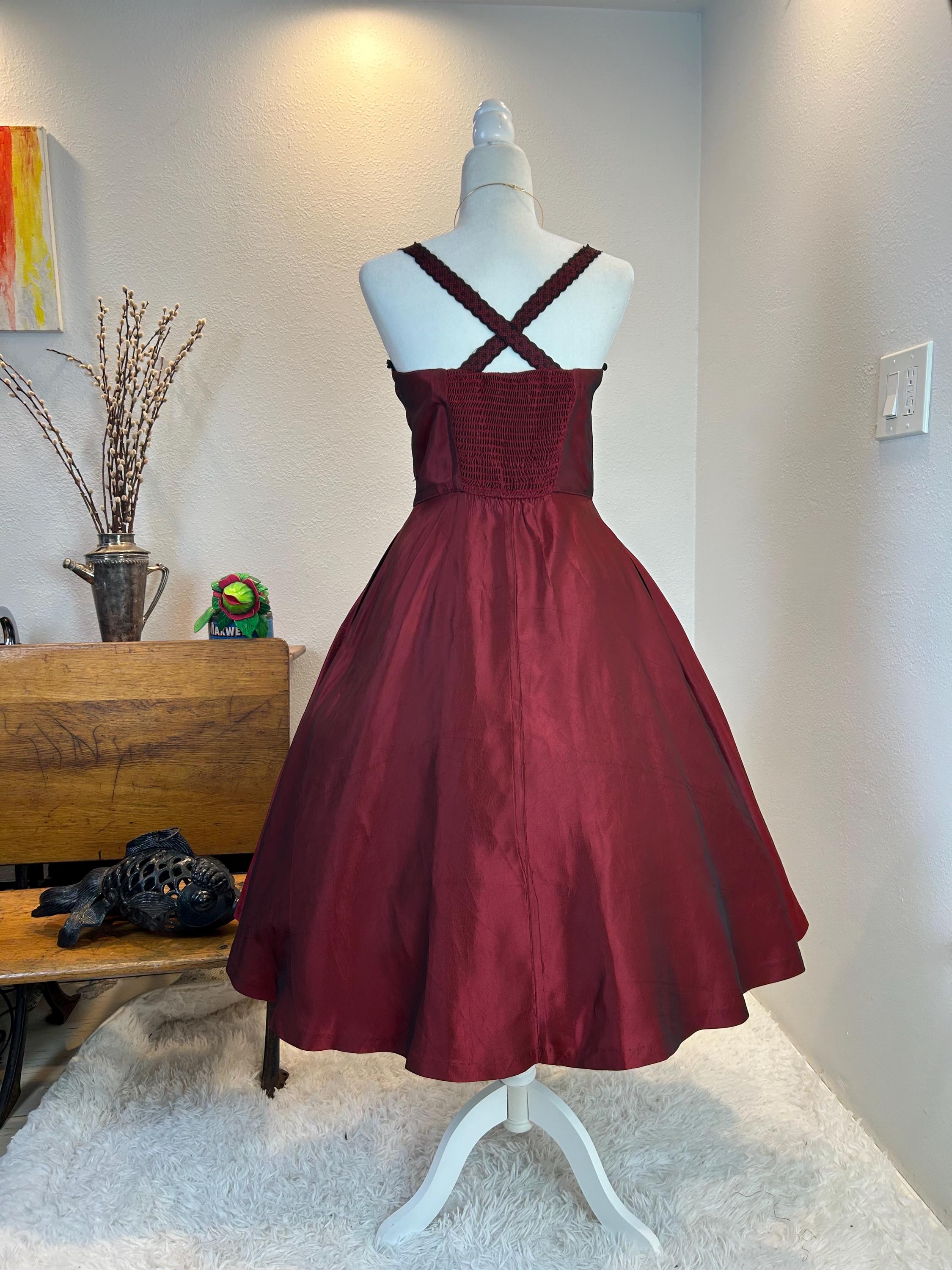 1980s Karen Alexander Cranberry Prom Dress, Fit & Flare, Size 12 - Etsy