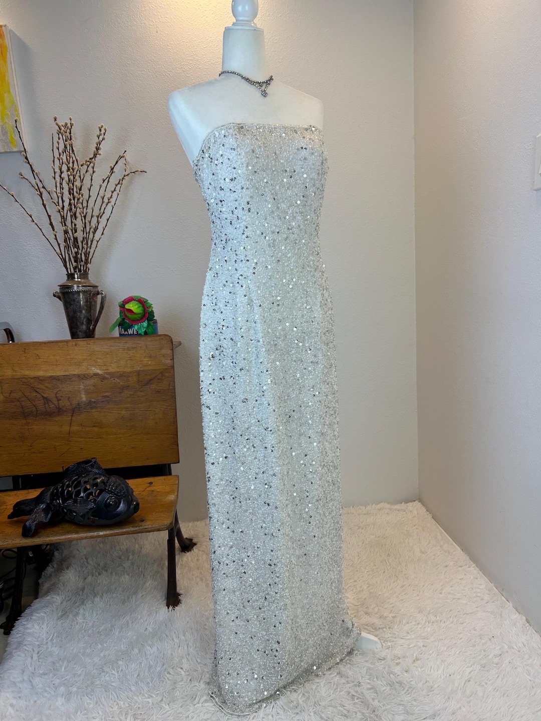 Y2K Sequin Dress / Y2K Gown / Vintage Sequin Dress / Vintage Beaded ...