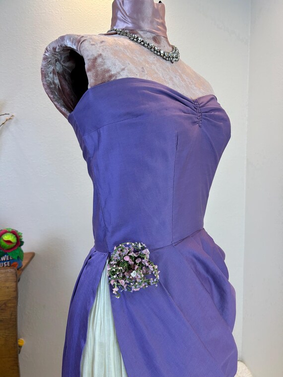 Vintage 1950s Emily Wilkens Strapless Purple Party Dr… - Gem