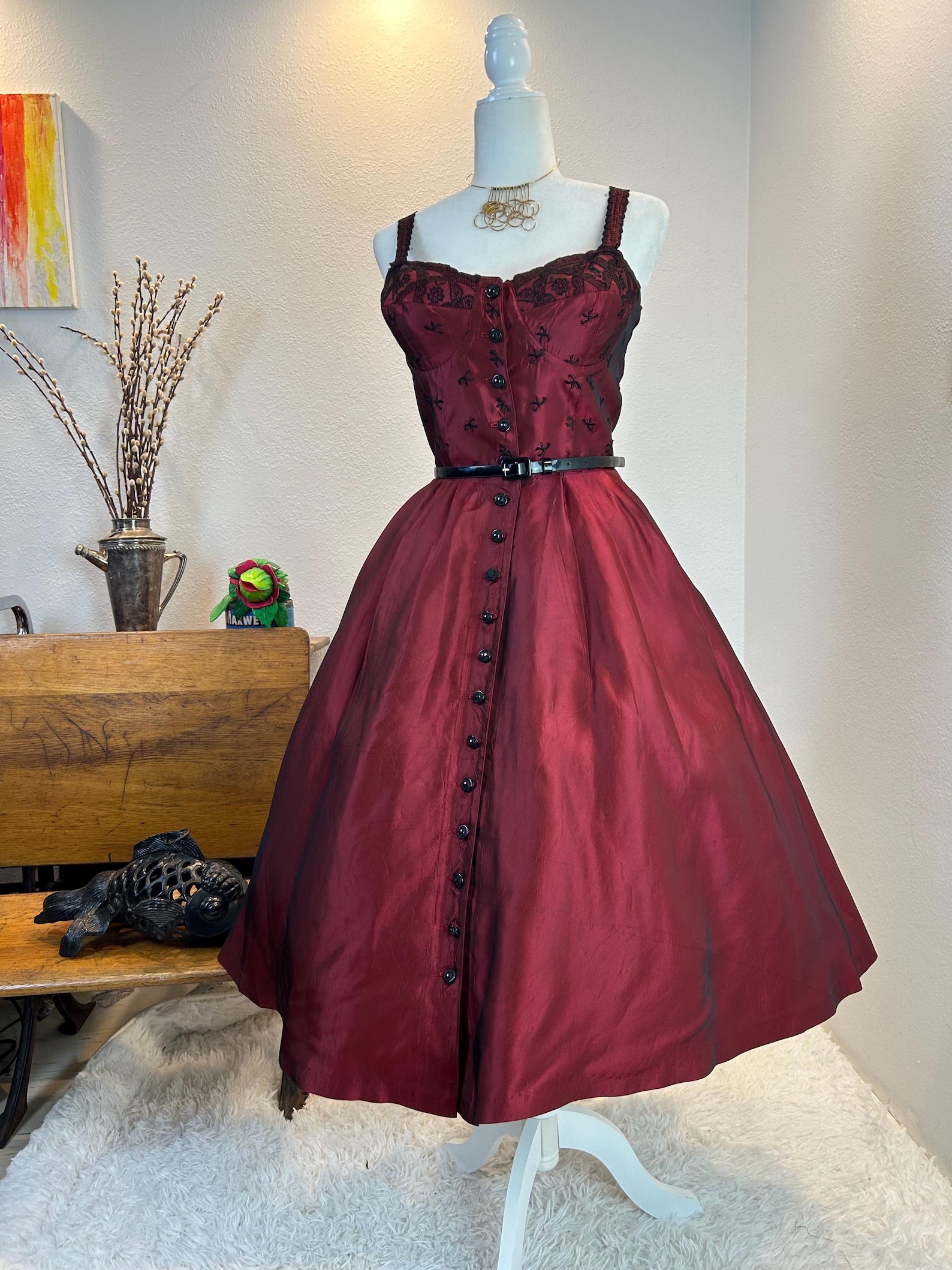 1980s Karen Alexander Cranberry Prom Dress, Fit & Flare, Size 12 - Etsy
