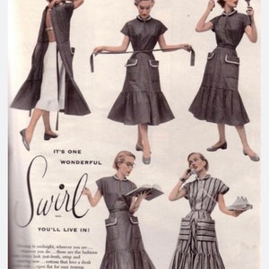 1950s Swirl Dress / Vintage Swirl Dress / 1950s Dress / Vintage Dress ...