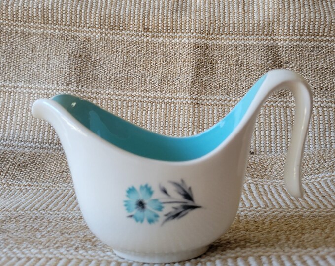 Vintage MCM Taylor Smith & Taylor China Creamer. Retro Aqua Blue ...