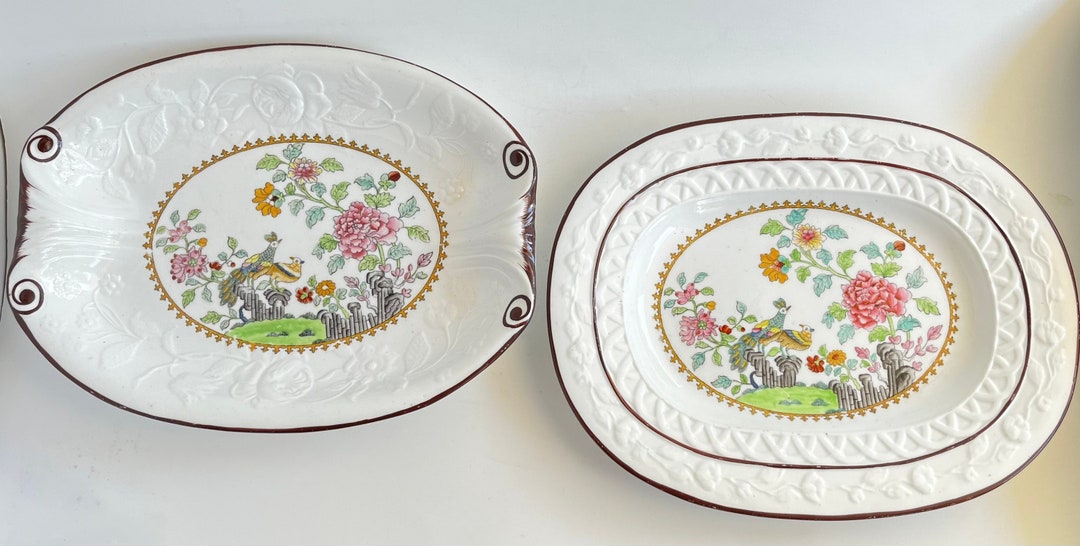 Antique Set of 2 Spode Chinoiserie Peacock Plates - Etsy