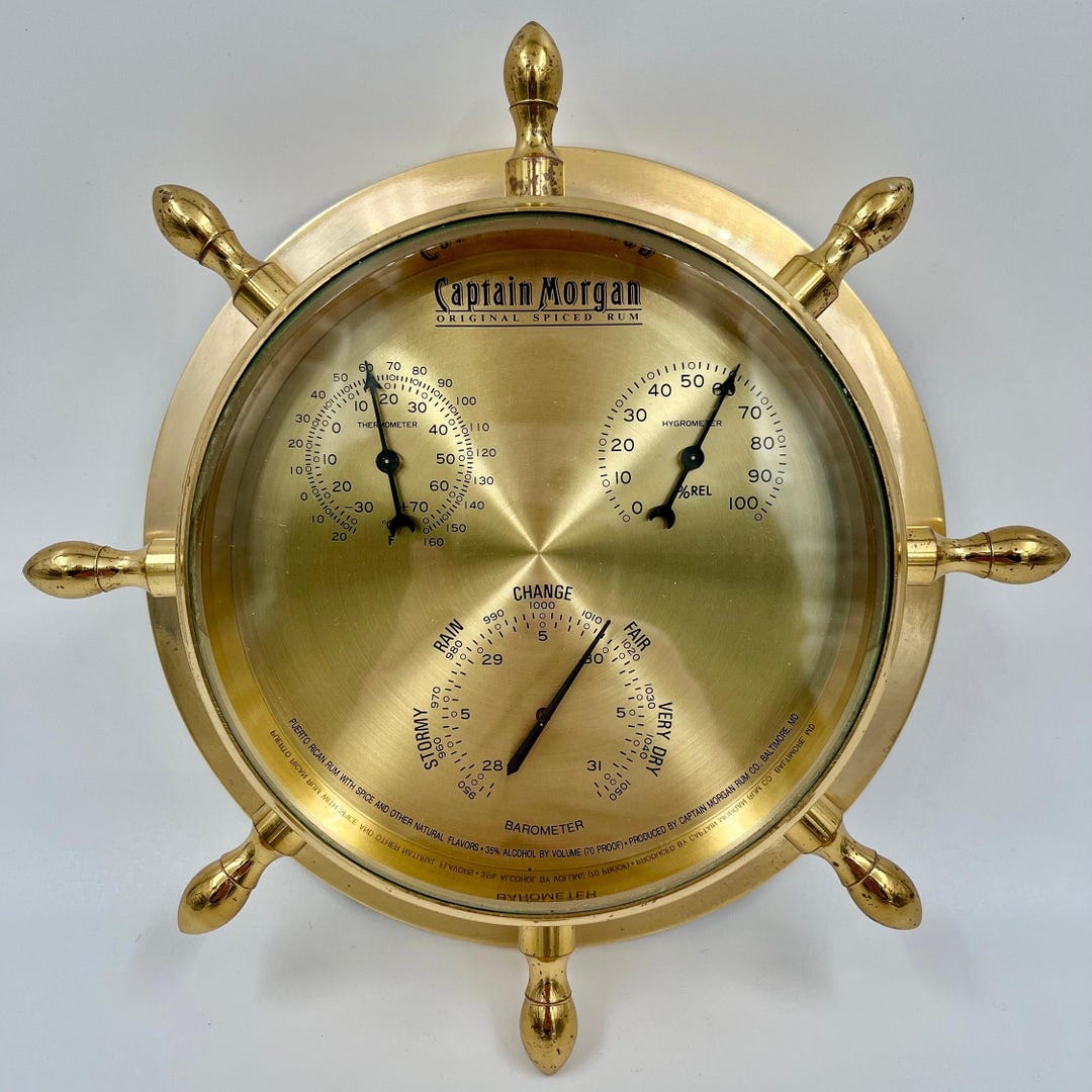 Vintage Brass Captain's Weather Station: Nautical Barometer Thermometer ...