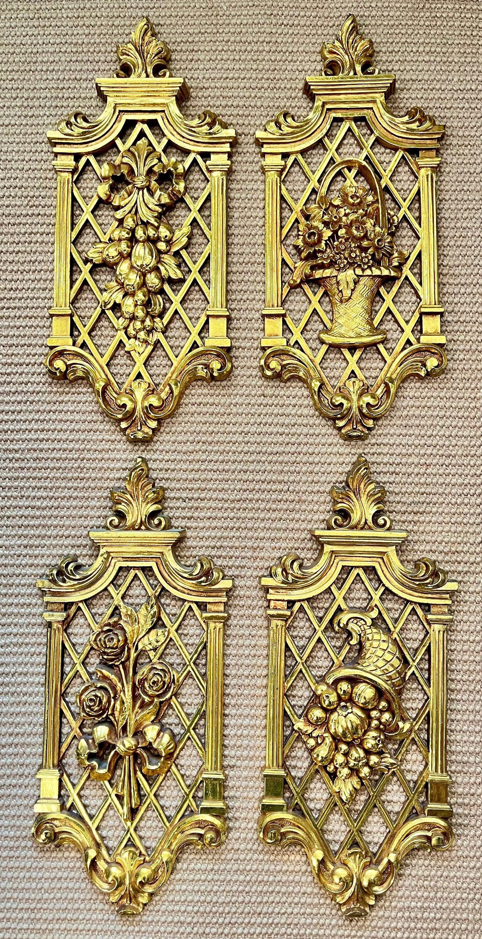Vintage Syroco Homco Dart 1970s Gold Trellis Four Seasons Wall Decor ...