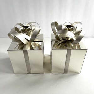 Vintage Silver Metal Ribbon Gift Box Candleholders - Etsy
