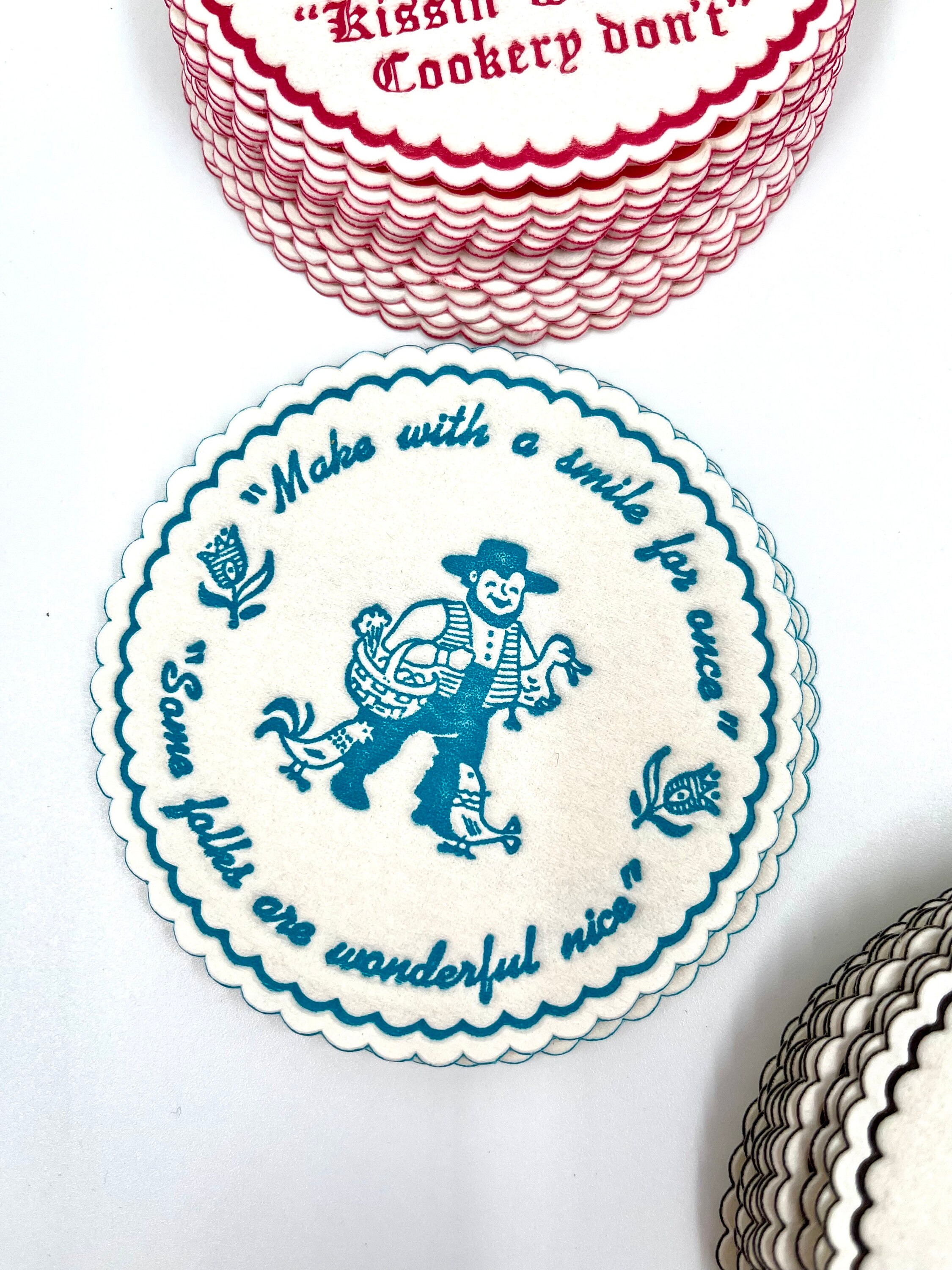 Vintage Scalloped Edge Paper Coasters Pennsylvania Dutch Amish Funny ...