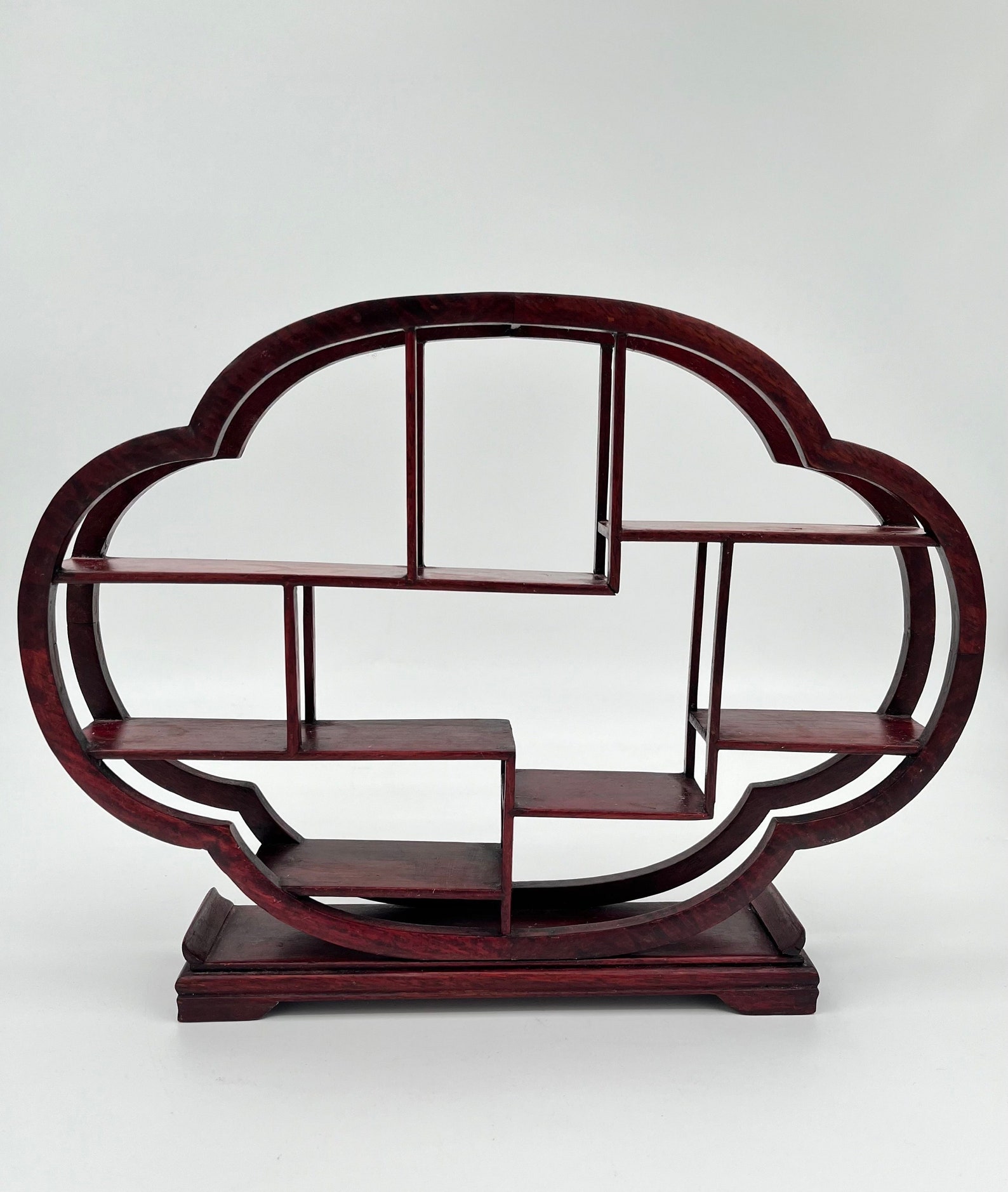 Vintage Chinoiserie Wood Tabletop Display Shelf Stand Etagere Miniature ...