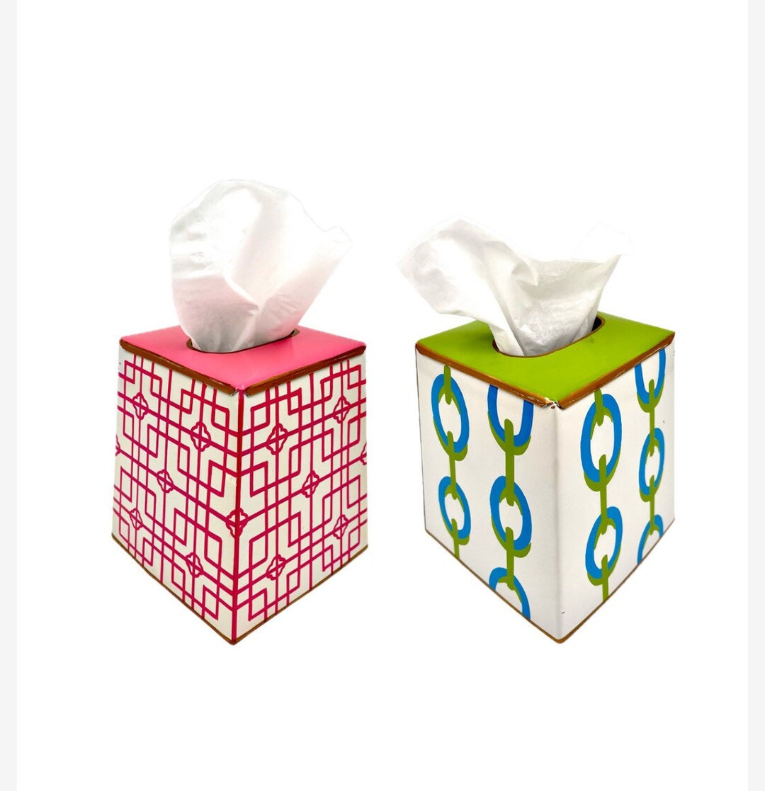 Hand-painted Metal Tole Tissue Box Covers With Gold Highlights - Etsy