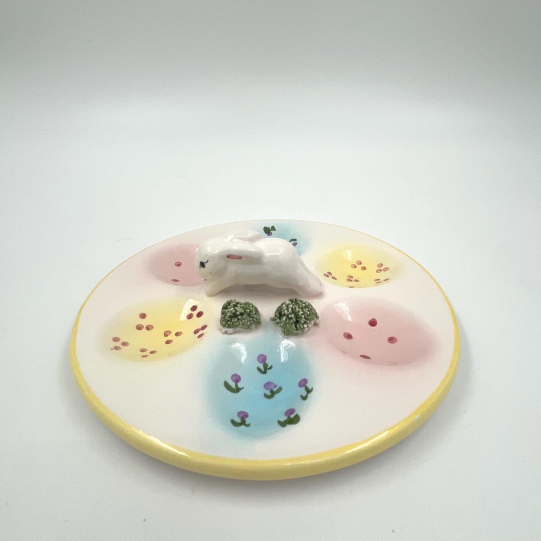 Vintage Nantucket Pottery Bunny Egg Plate - Etsy