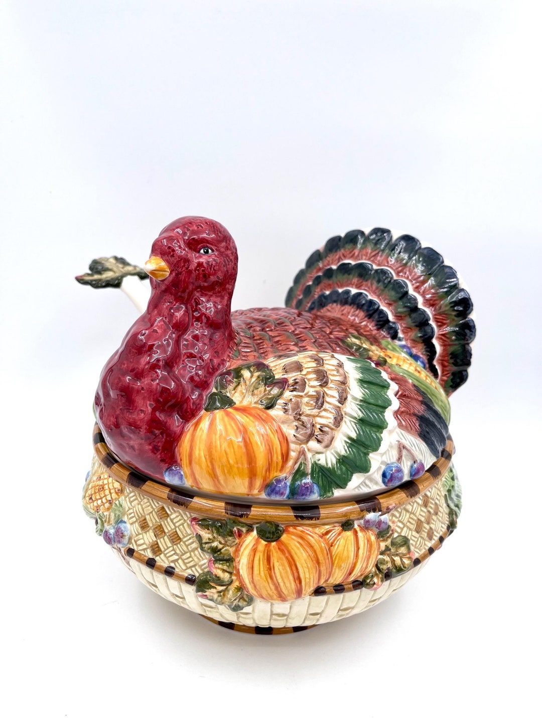Vintage Majolica Style Turkey Tureen Centerpiece With Lid and Ladle - Etsy
