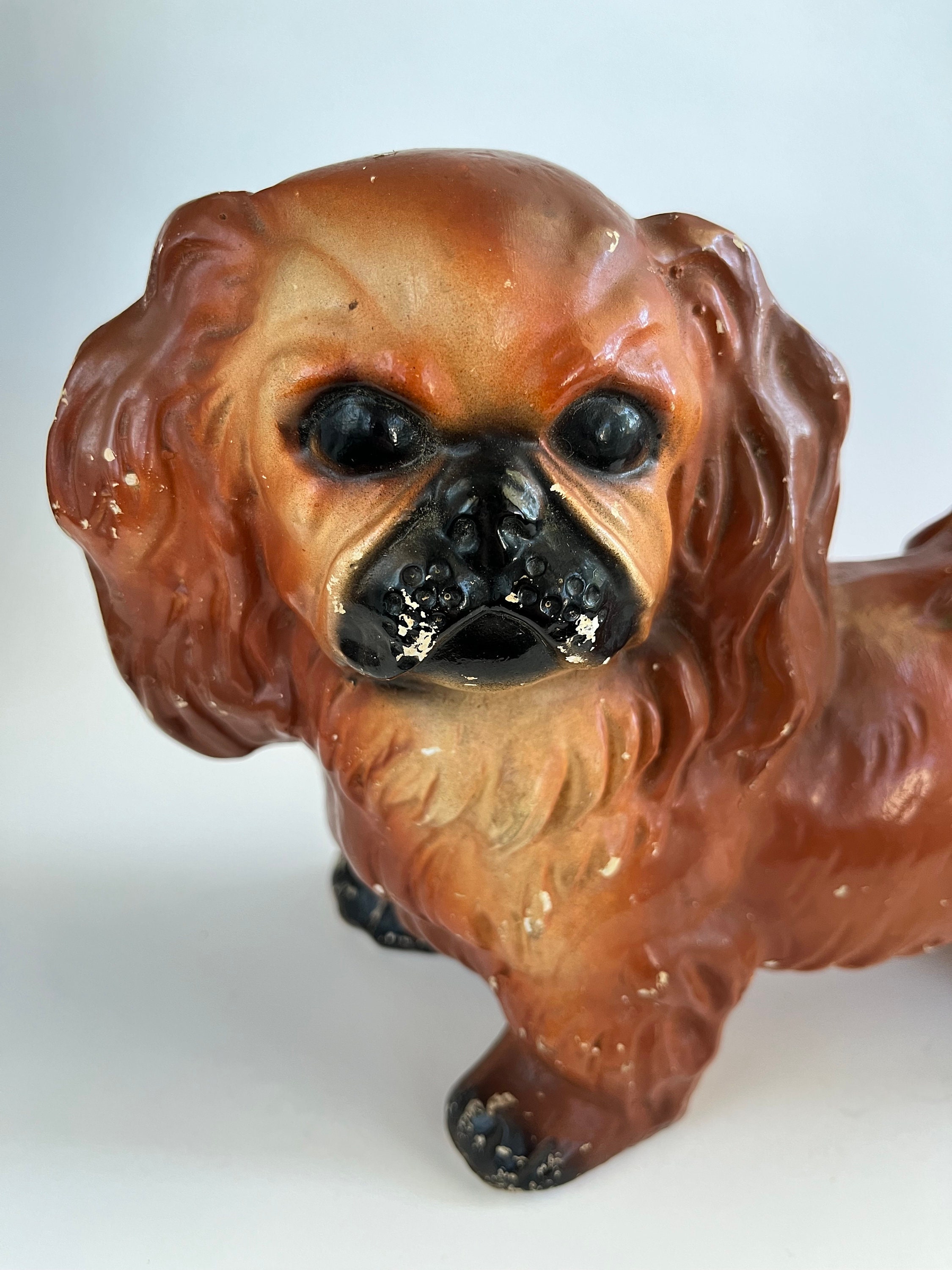 1940s Chalkware Pekingese Dog Figurine - Etsy