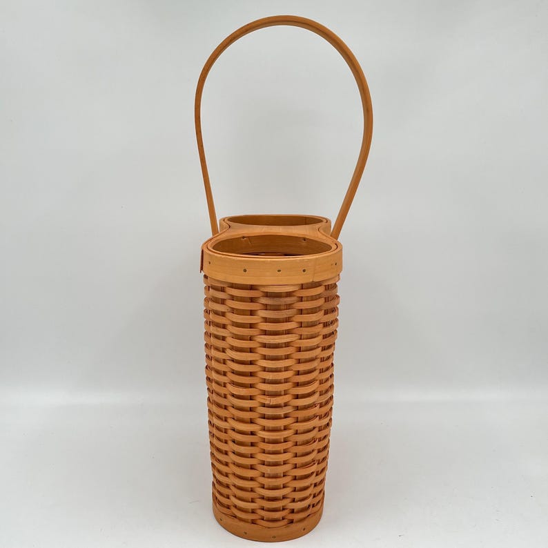 Vintage Splint Wood Wicker Double Wine Bottle Basket Holder - Etsy