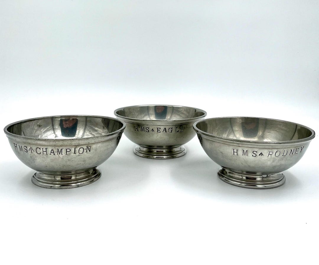 Antique British Royal Navy Footed Pewter Pedestal Bowl, Trophy Bowl ...