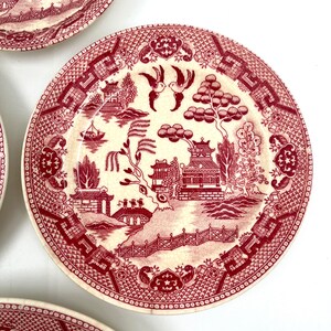 1930s Vintage Pink Red Willow Plate Set Instant Plate Wall Collection ...