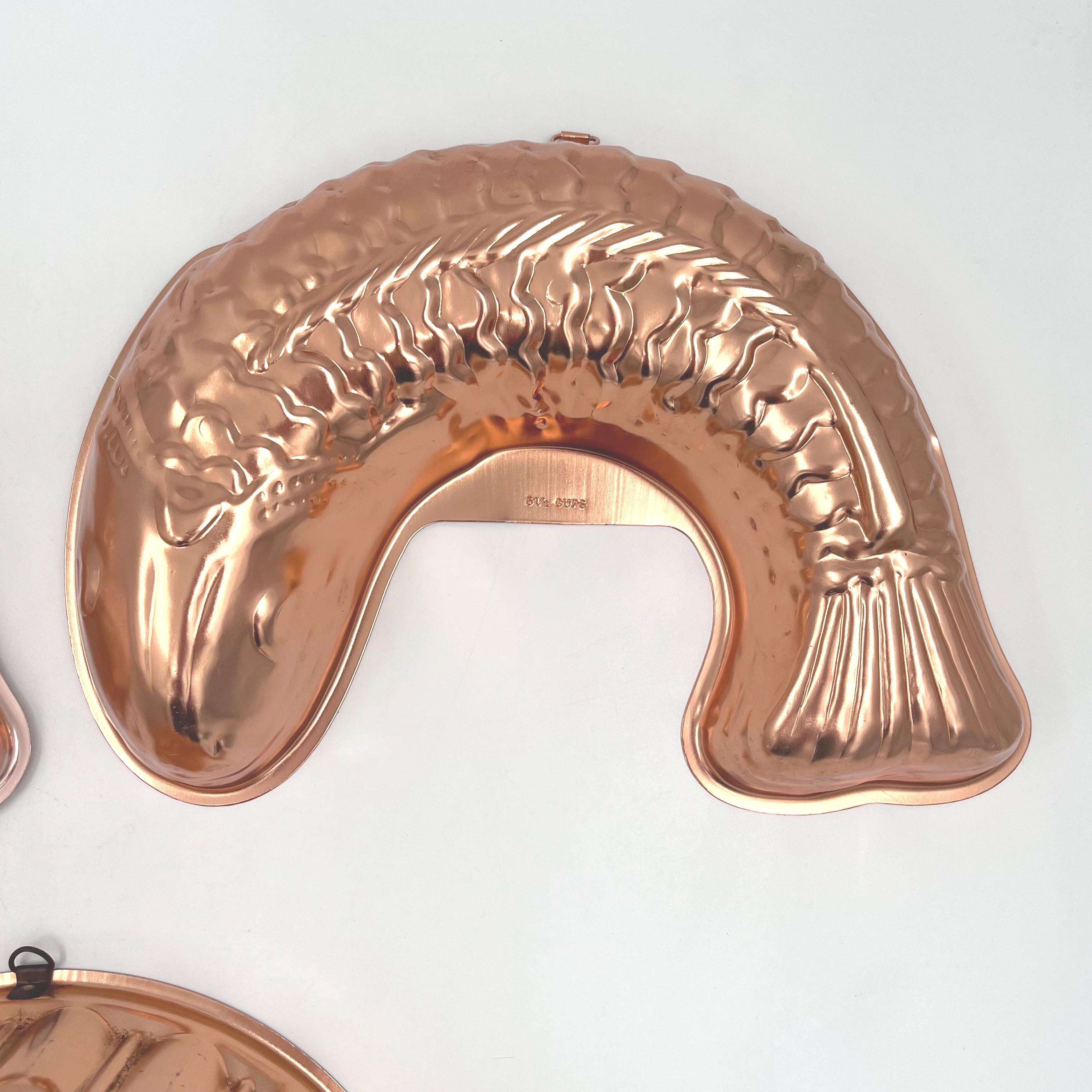 Vintage Copper Molds Jumping Fish, Various Fruit for Aspics, Terrines ...