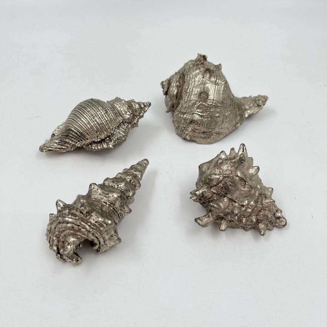 Vintage Silver Shell Figurine, Metal Shell, Silver Tone, Conch Shell ...