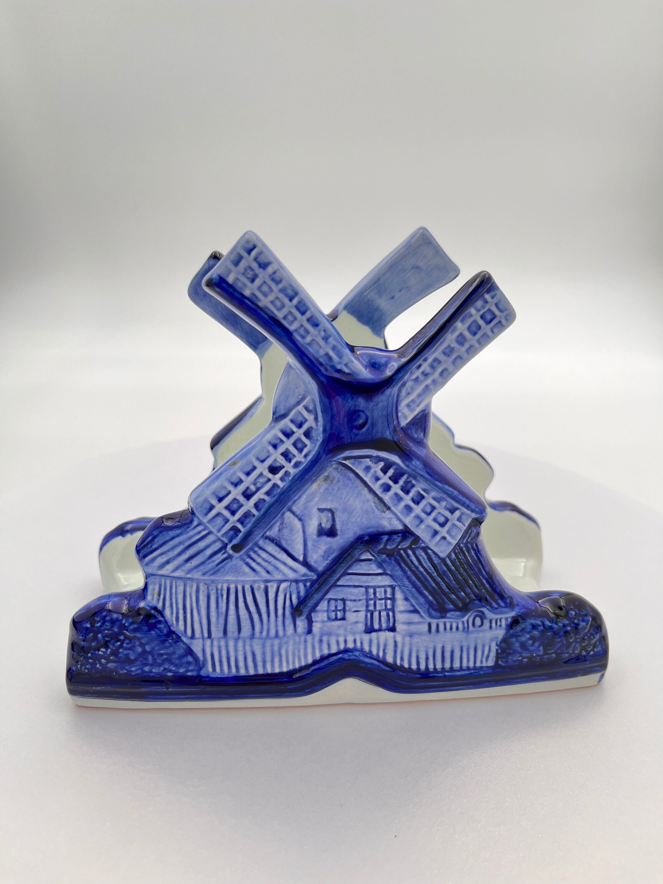 Vintage Delft Blue Ceramic Windmill Napkin or Letter Holder - Etsy
