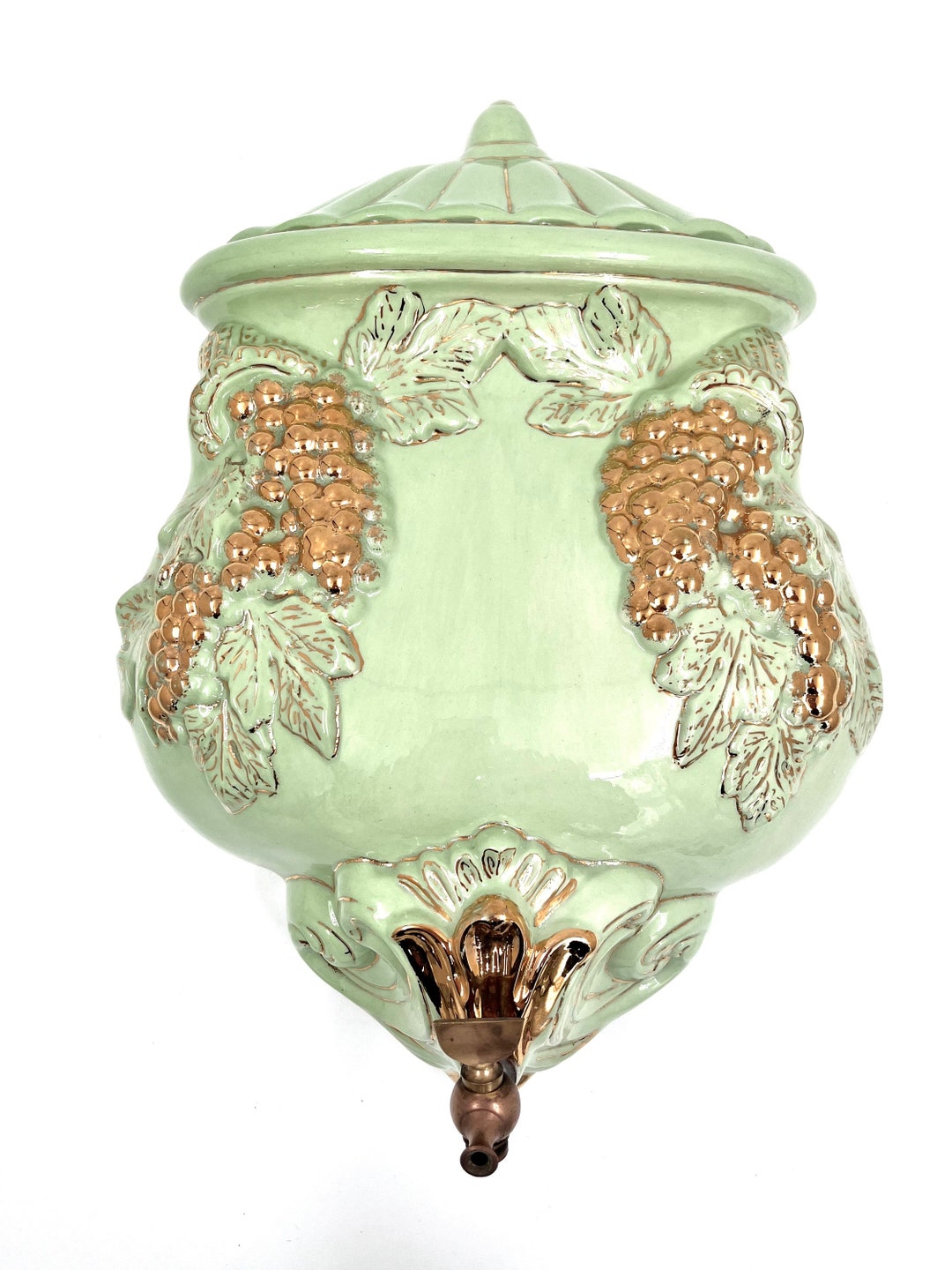 1955 Celadon Green and Gold Glazed Chalkware Water Spigot Lavabo Wall ...