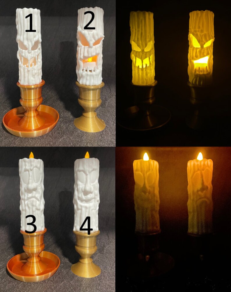 Spooky 3D Printed Creepy Candles Set Halloween LED Tea Lights Haunting ...