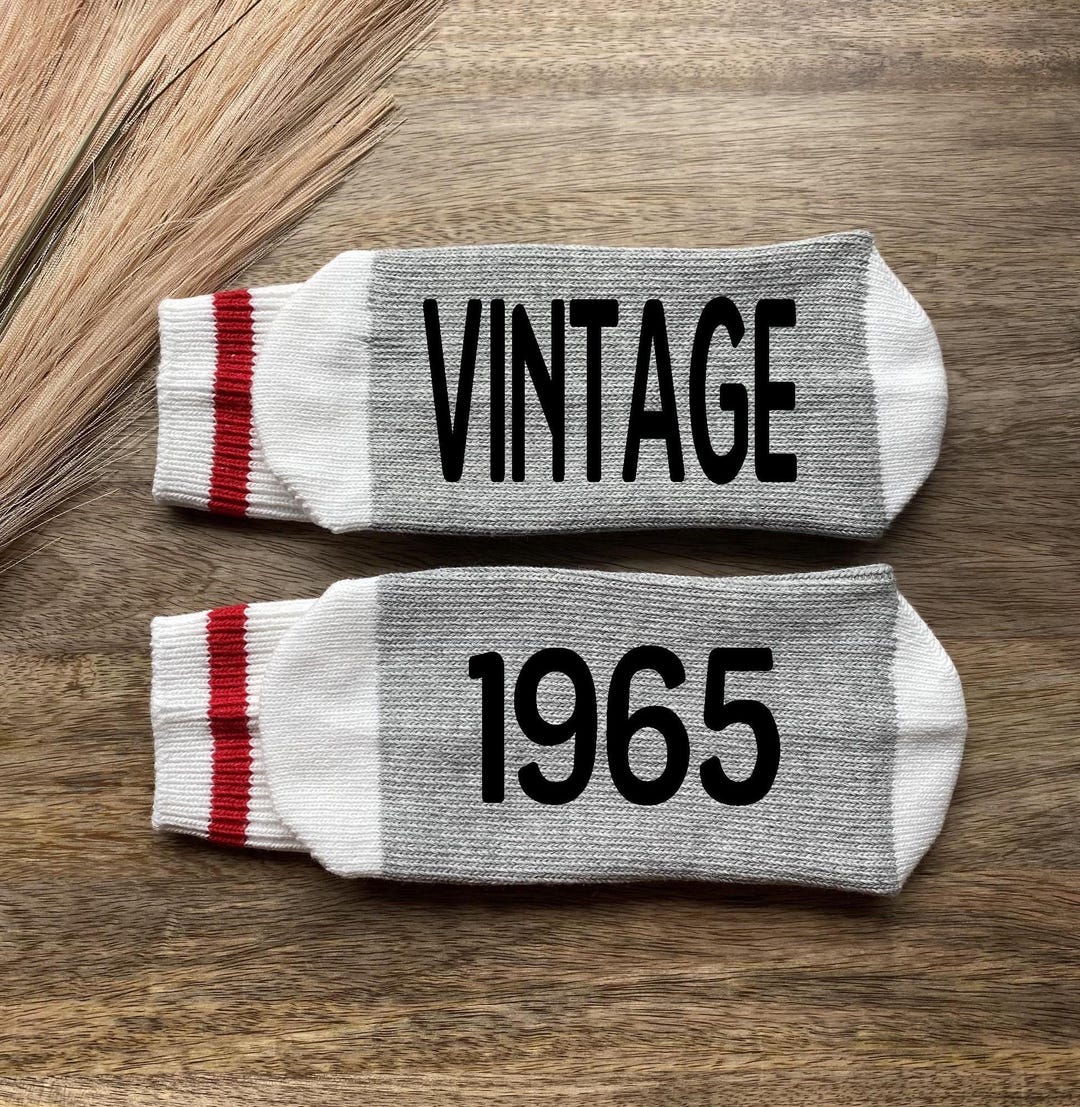 Vintage 1965 Socks- 60th Birthday Party - 60th Gift - Turning 60 Socks ...