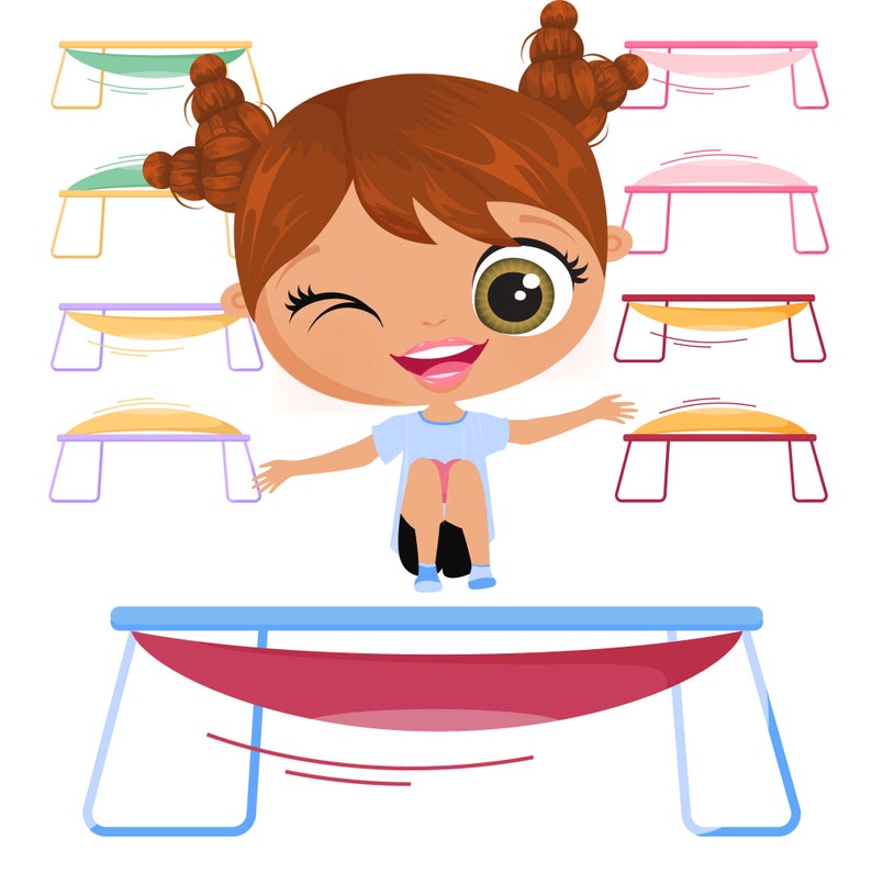 Jumping Girls Clipart jump girl trampoline bouncer funny girl niña ...