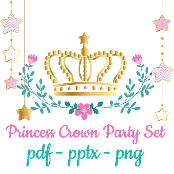 Princess Crown Editable Printable Party Kit PNG/PDF/POWERPOINT | Etsy