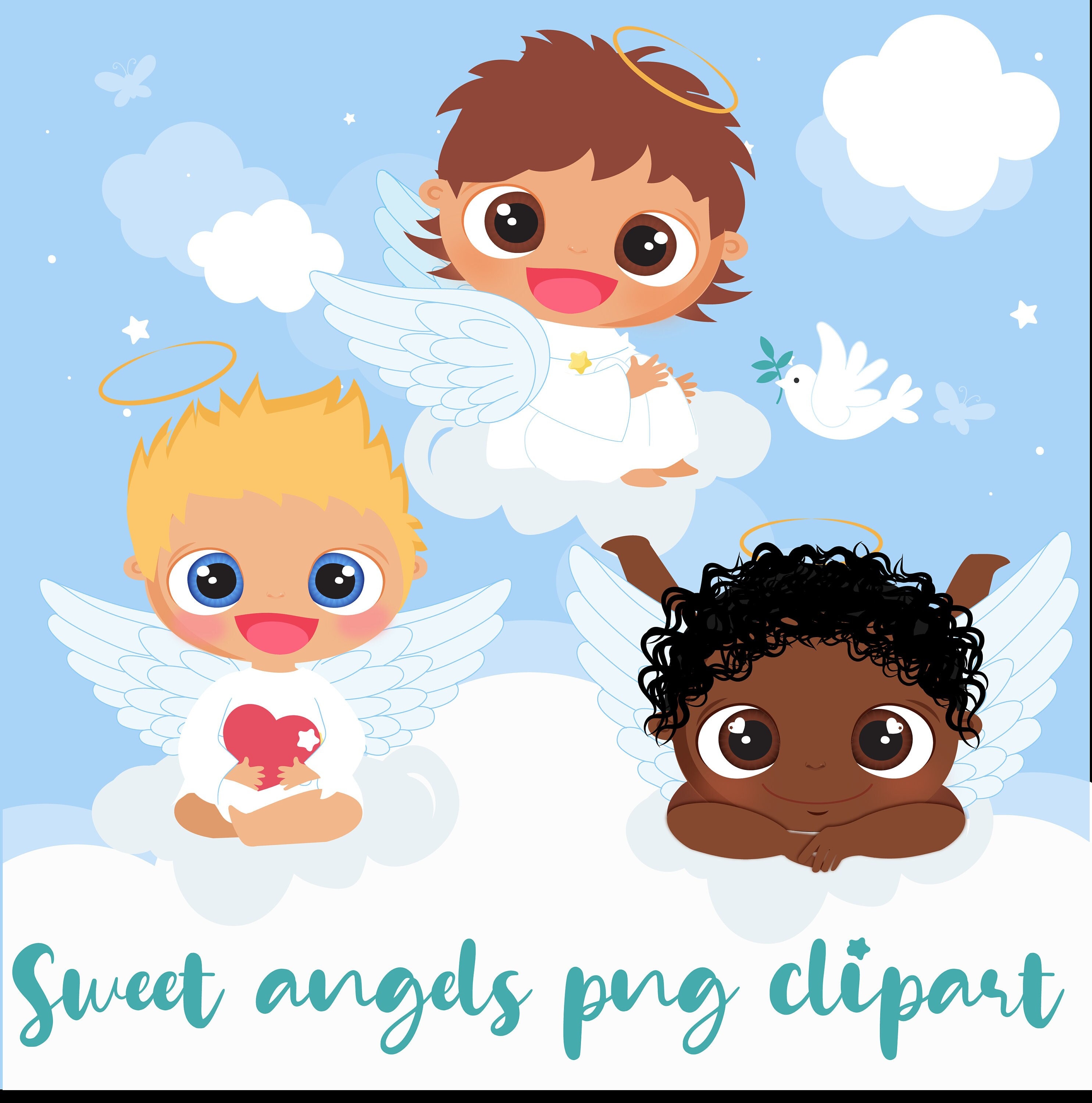 Angel PNG Bundle, Angelito bautismo PNG, Afro angel, gold angel, sweet ...