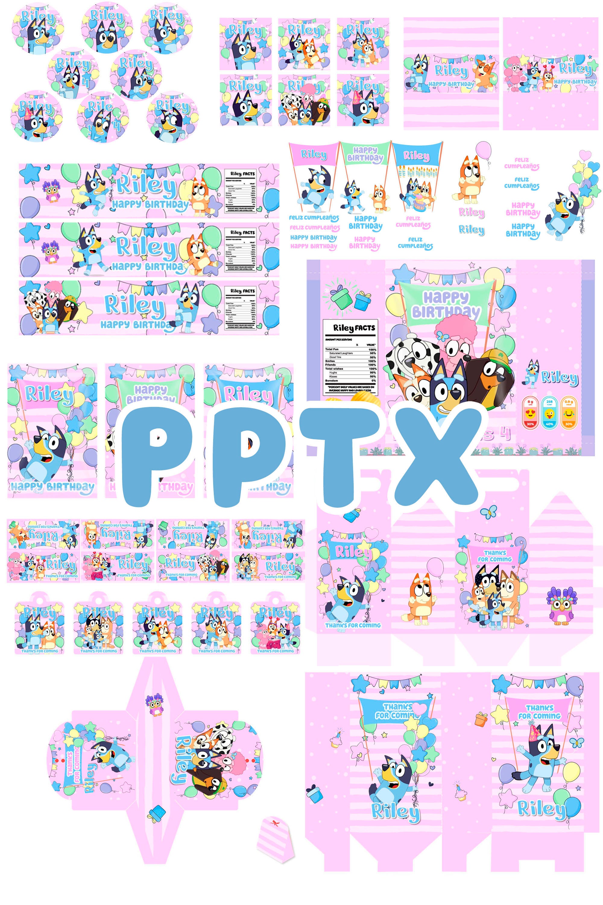 Bluey Digital Editable Birthday Party Supplies bundle and - Etsy México