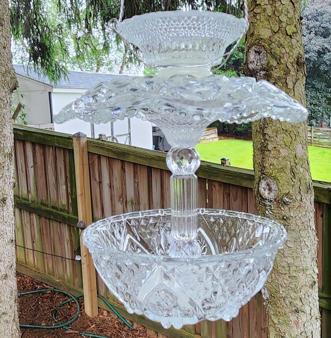 Vintage Glass Bird Feeder Depression Glass Bird Feeder, EAPG Vintage ...