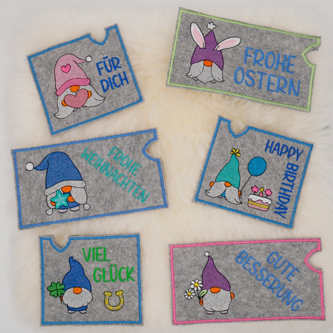 Stickdatei Set ITH Schokohüllen, Gutscheinhüllen, Geschenkhüllen Mit ...