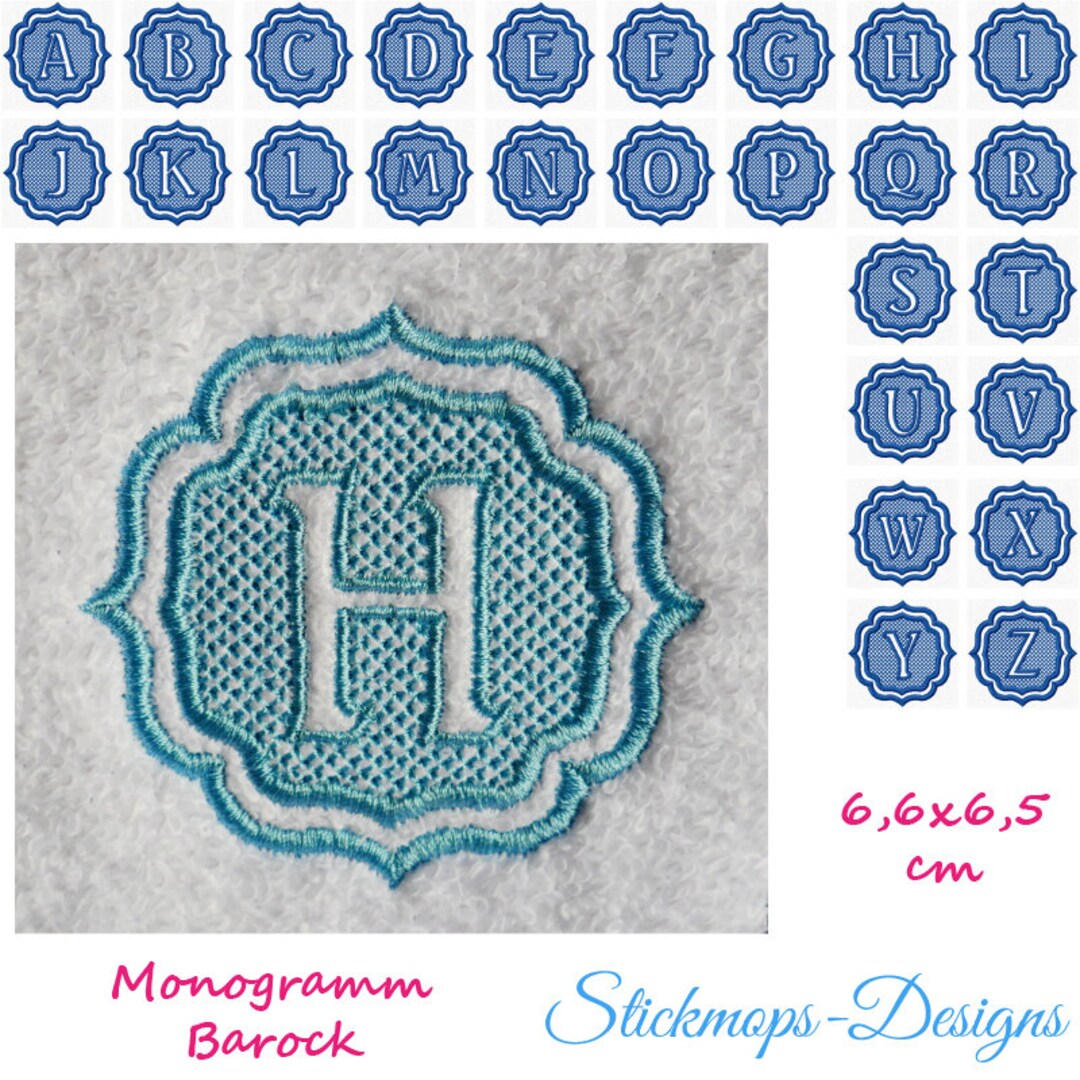 Monogram Baroque Embroidery File Set Ideal for Terrycloth, Felt ...