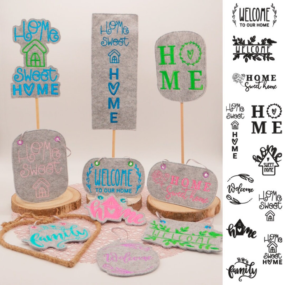 Embroidery File Set ITH Signs, Rod Decoration & Lettering - Etsy