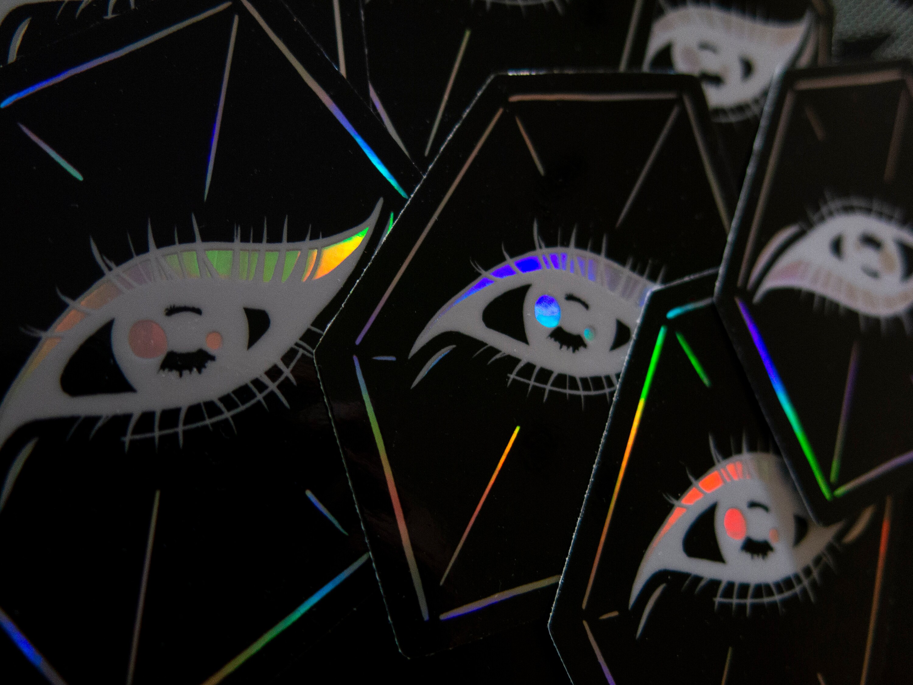 Crystal Eyes Holographic Sticker - Vinyl Sticker - Art Sticker - Dark ...