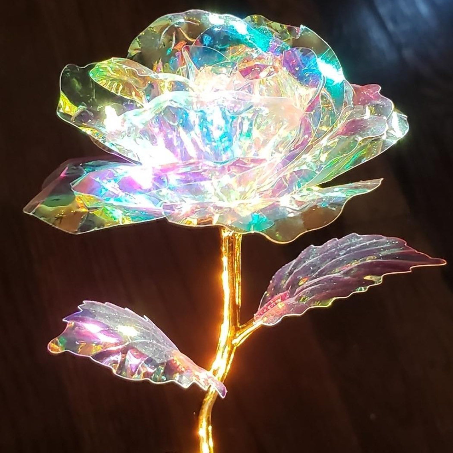 Iridescent Sparkle Rainbow Galaxy Rose Stem DIY Flower | Etsy