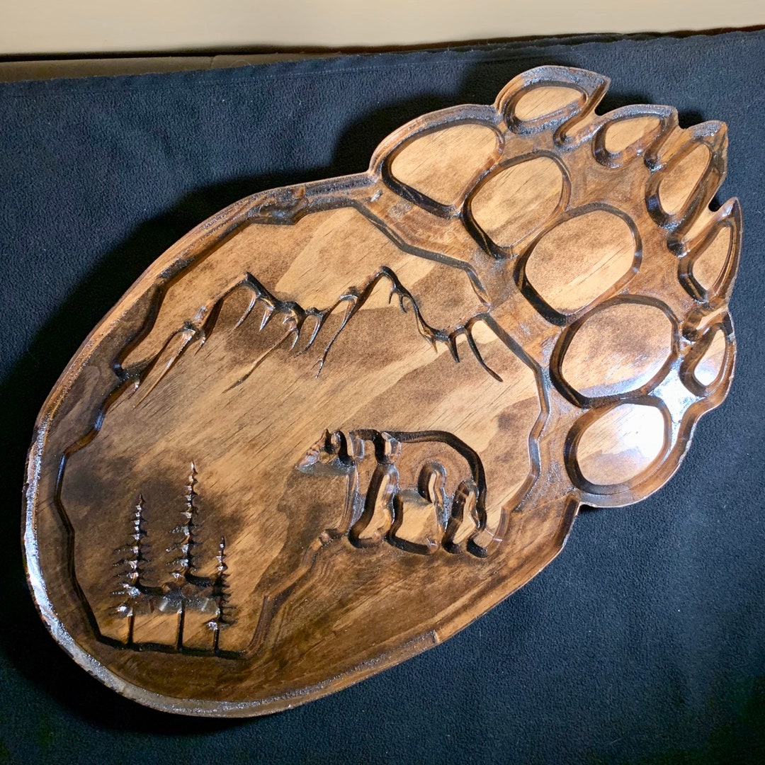Solid Wood Paw Print Carving (large) - Etsy