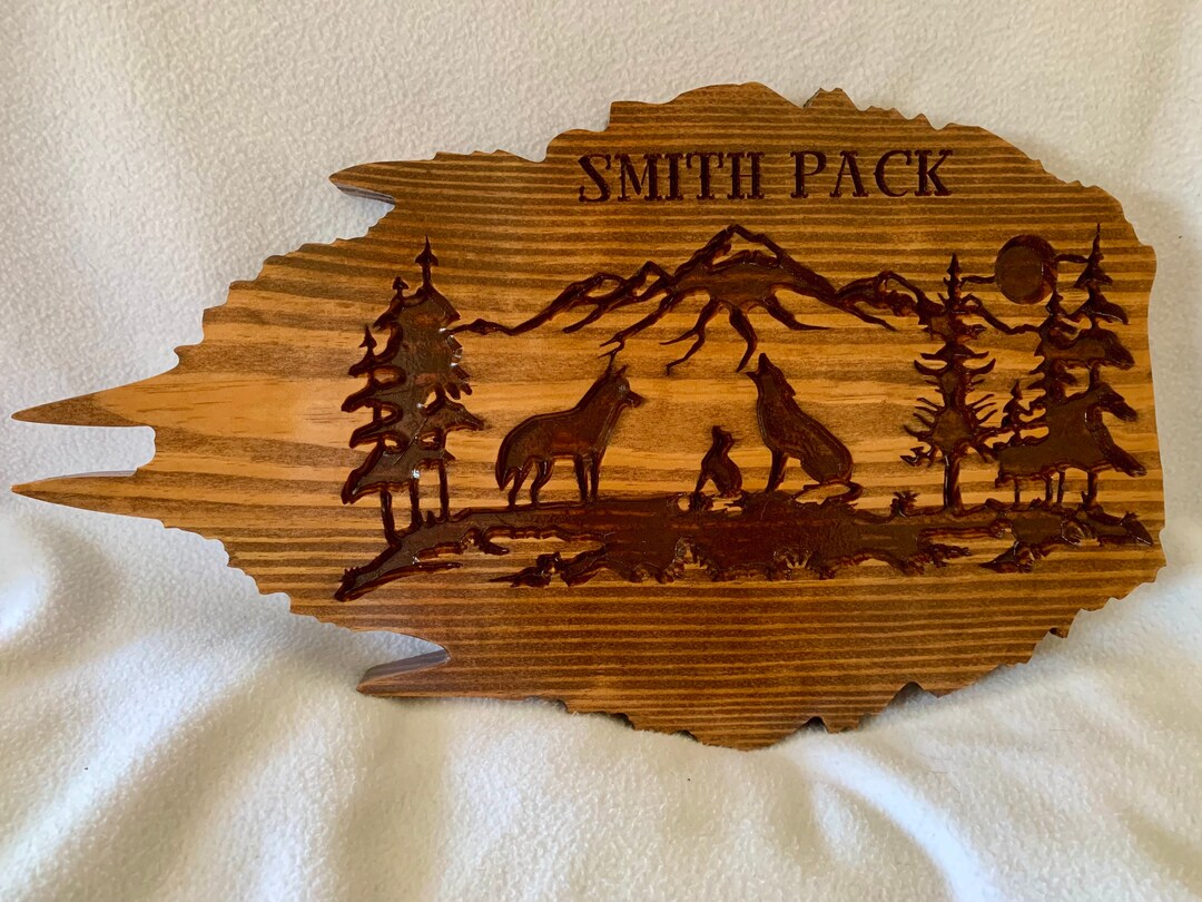 Custom Wooden Wolf Pack Plaque With Inscription Included - Etsy