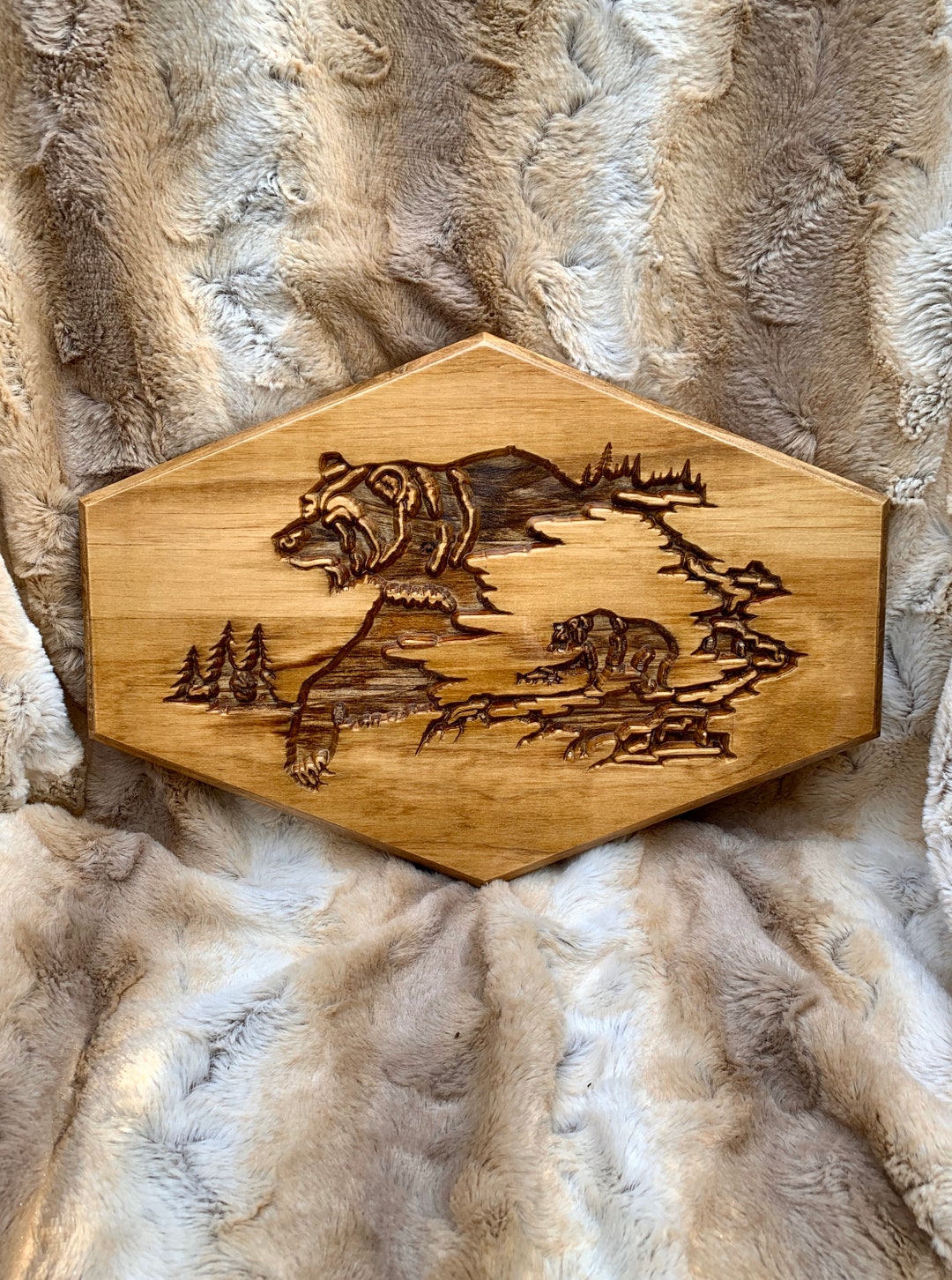 Solid Wood Bear Carving - Etsy
